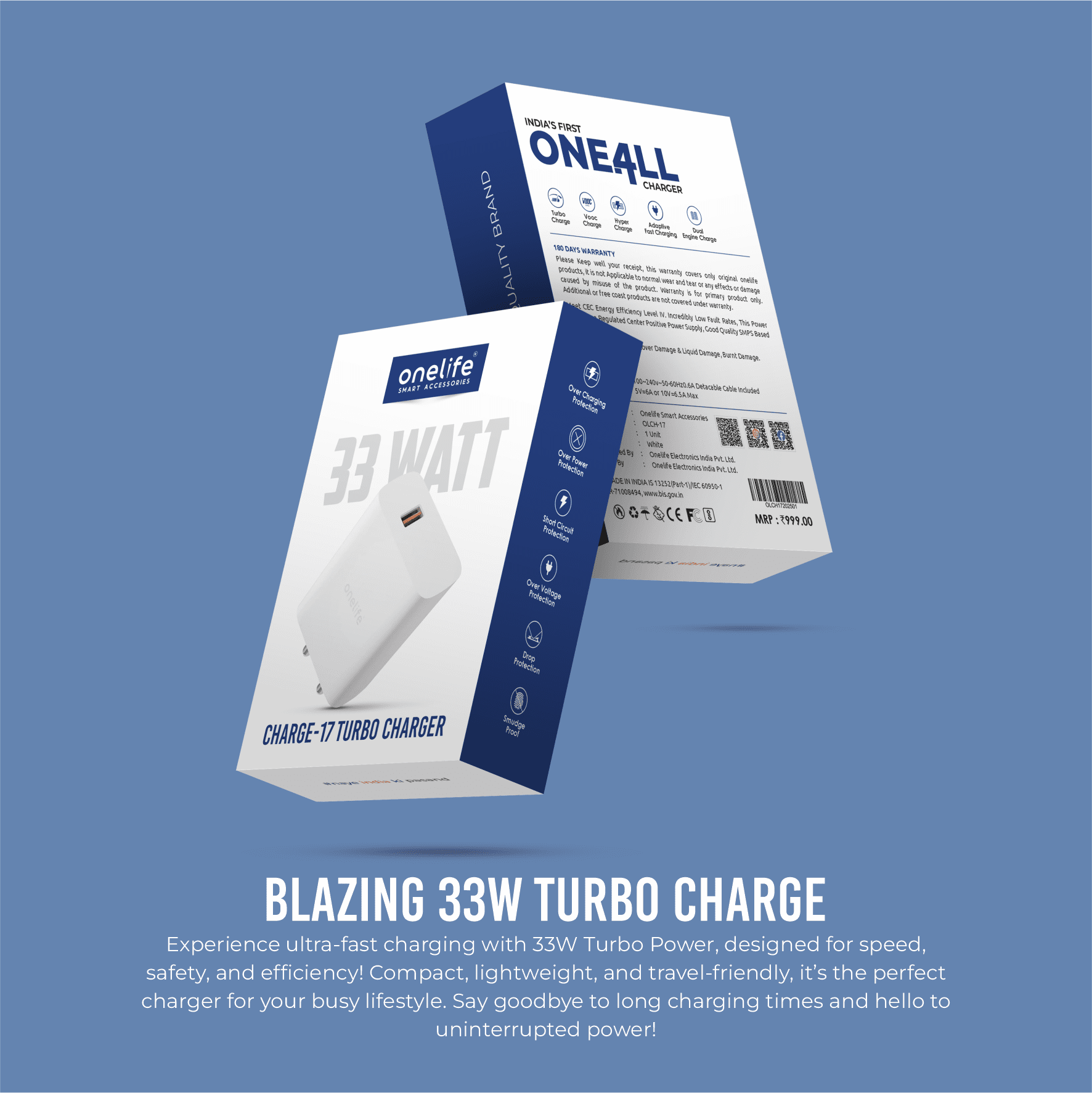 OneLife 4-in-1 Fast Charger | Turbo & Adaptive Charging | 33 WATT ...